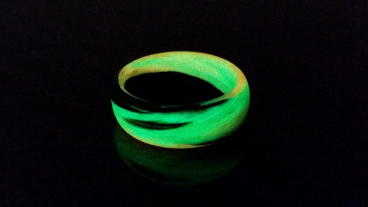 Carbon Fiber Green/Orange/Black Glow Ring | CORE CARBON RINGS