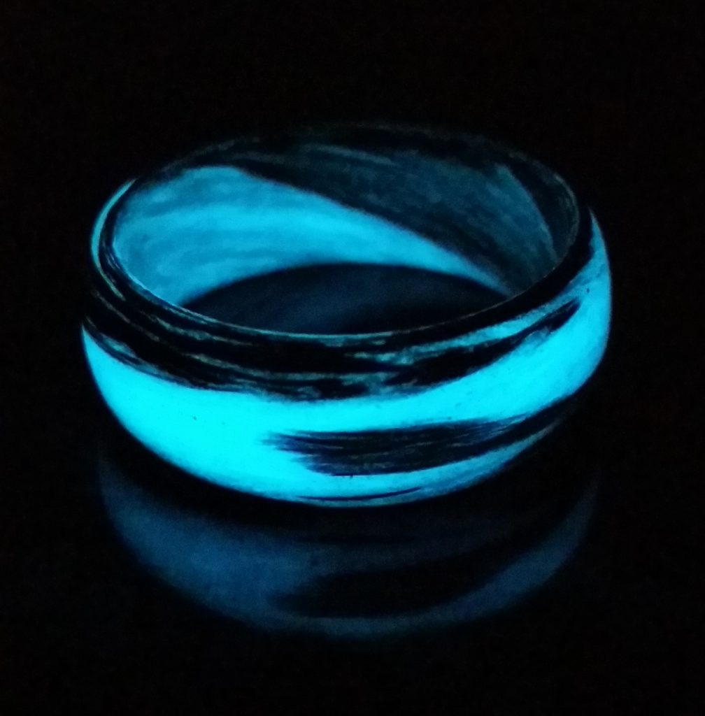 Carbon Fiber Black and Blue Marbled Glow Ring | CORE CARBON RINGS