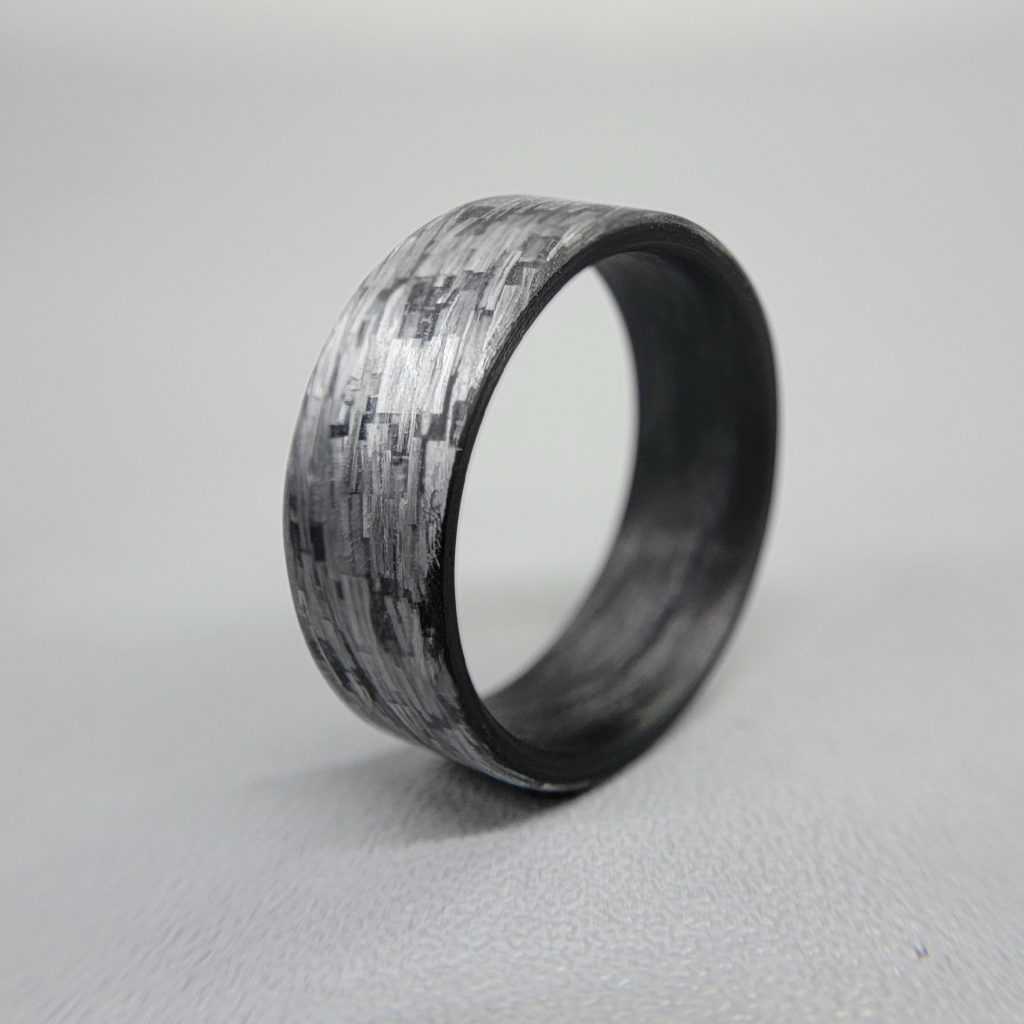 Texalium Silver Ring with Black Carbon Interior - CORE CARBON RINGS