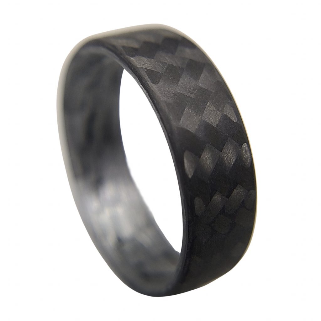 Carbon Fiber Twill Ring with Texalium Silver Interior - CORE CARBON RINGS