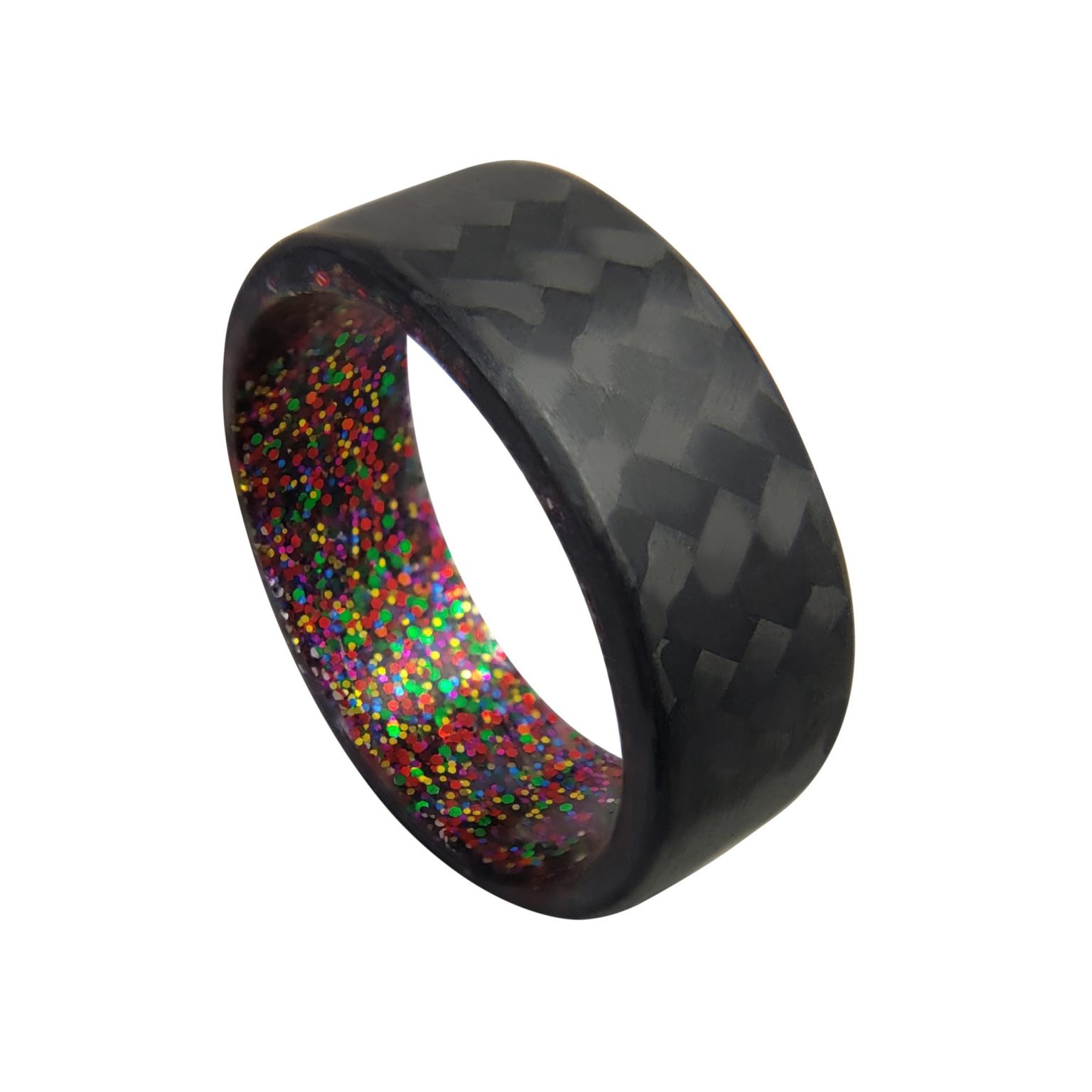 Carbon Fiber Ring with Fire Opal inlay - Made in USA