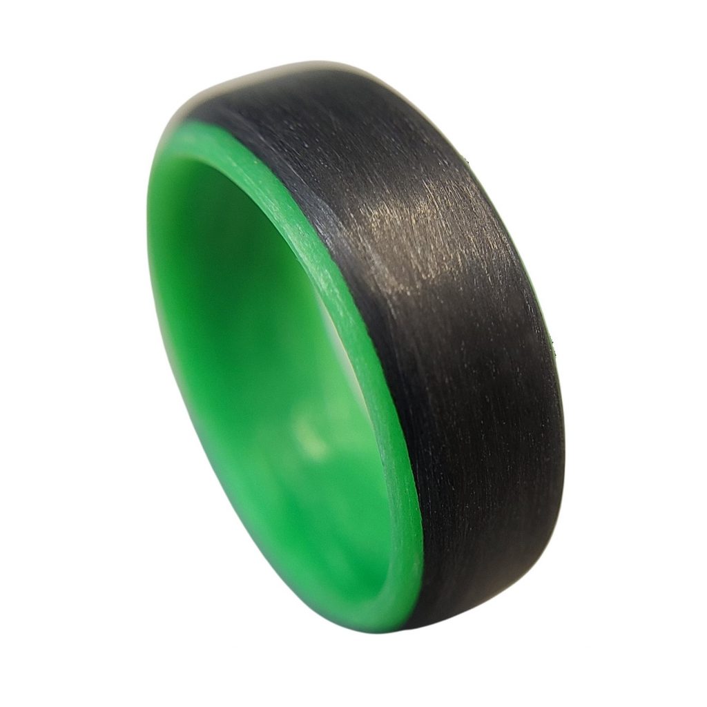 Carbon Fiber Ring with Green Glowing Interior - CORE CARBON RINGS