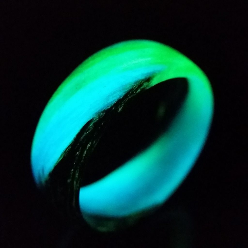 Carbon Fiber Green/Blue/Black Glow Ring - CORE CARBON RINGS