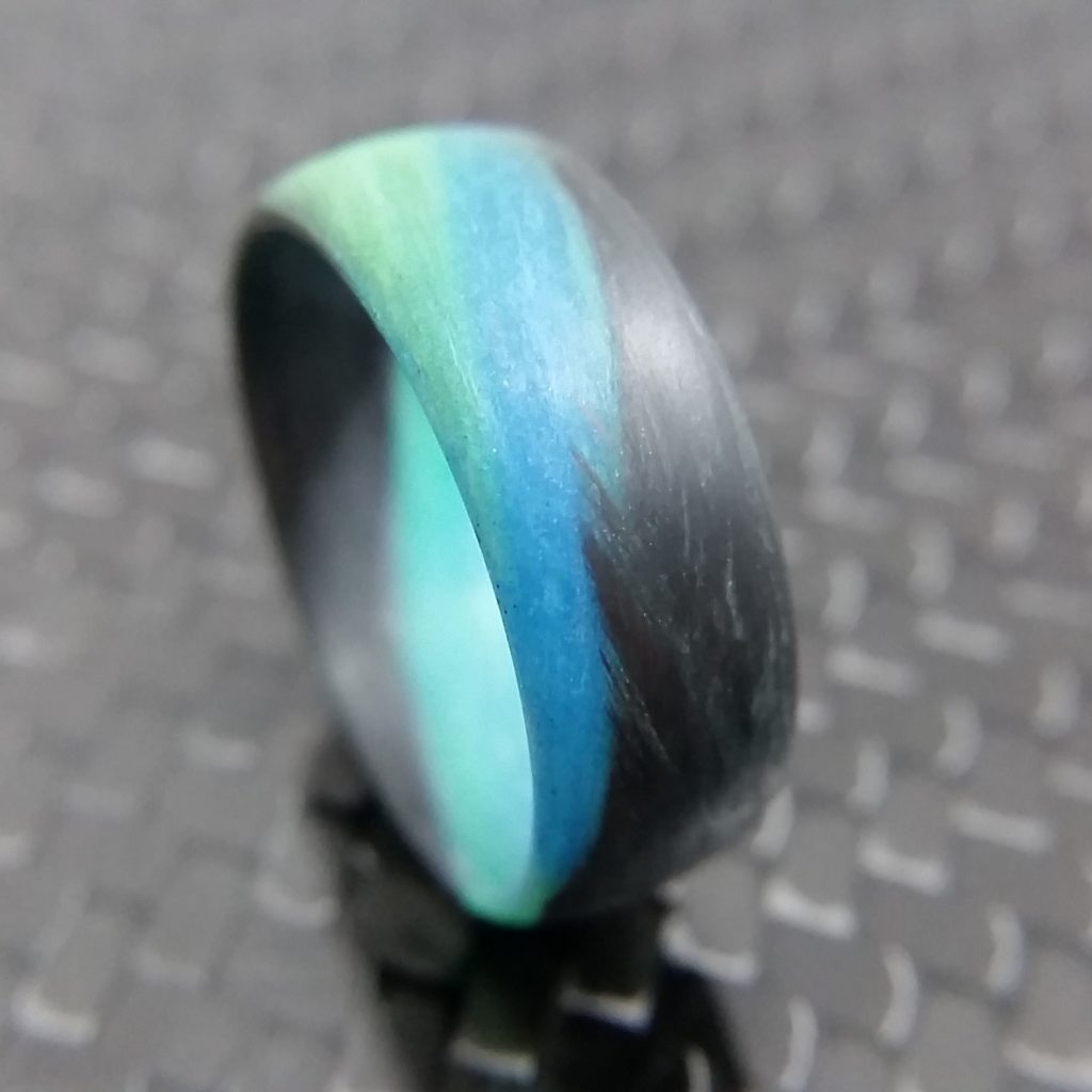 Carbon Fiber Green/Blue/Black Glow Ring - CORE CARBON RINGS