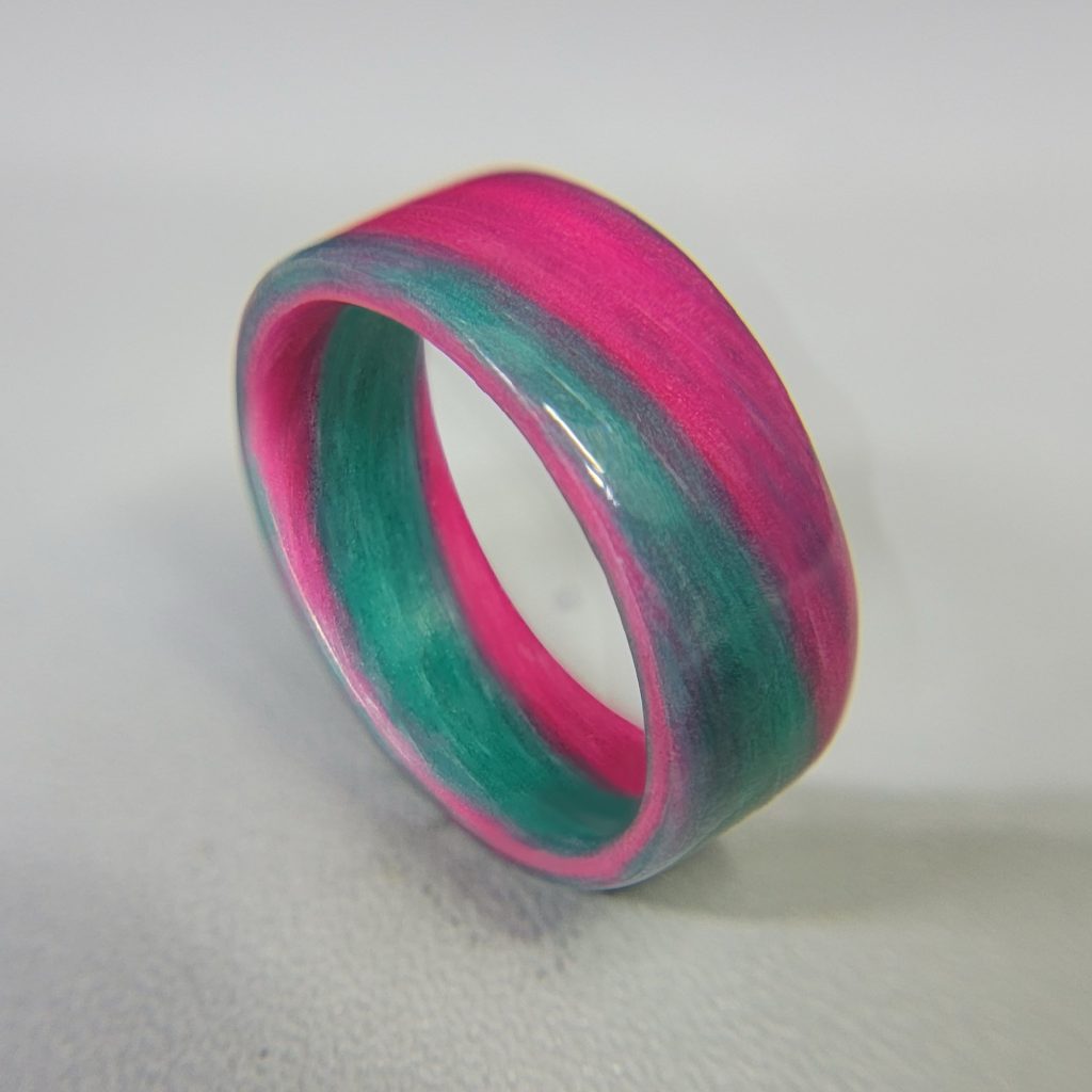 Teal and Pink Glow Ring - CORE CARBON RINGS